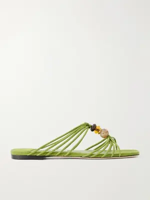 JIMMY CHOO Lova Embellished Suede Sandals - Green