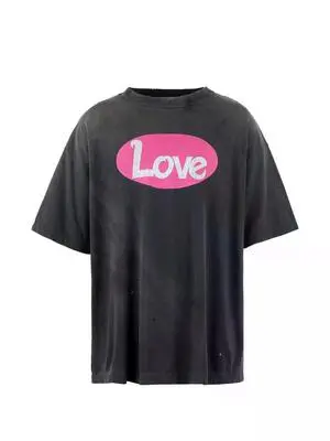 SAINT MXXXXXX Graphic-print Distressed T-shirt - Black