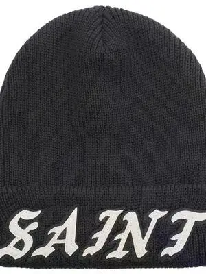 SAINT MXXXXXX Ribbed Knit Beanie Hat With Logo Patch