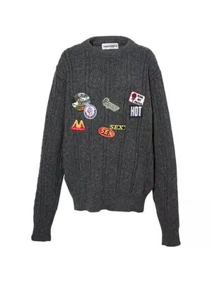 CARNE BOLLENTE Love Affair Patchwork Cable-knit Sweater