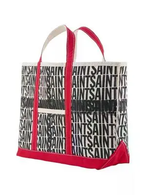 SAINT MXXXXXX Logo Print Canvas Tote Bag - White