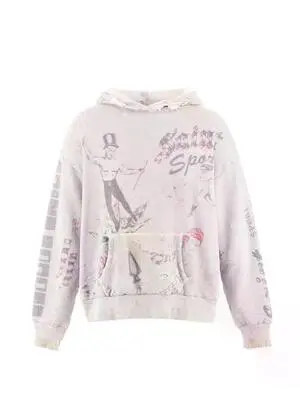 SAINT MXXXXXX Alexis Ross Distressed Graphic-print Hoodie - Grey