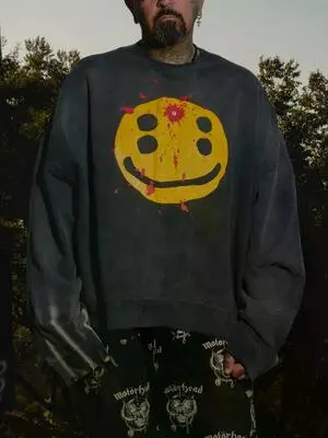 SAINT MXXXXXX Graphic Print Distressed Sweatshirt - Grey