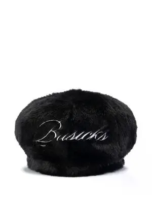 BASICKS Embroidered Logo Faux-fur Beret - Black