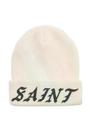 SAINT MXXXXXX Embroidered Logo Beanie - Neutrals
