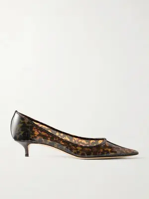 JIMMY CHOO Amelia 30 Print Pvc Pointed Toe Kitten Heel Pumps - Tortoiseshell