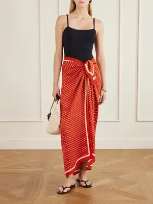 Matteau Polka-dot Silk-georgette Pareo - Red
