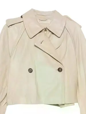 Giorgio Armani Double-breasted Leather Jacket - Neutrals