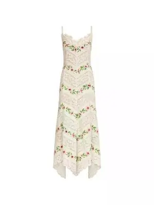 Oscar De La Renta Chiné Hibiscus Striped Cotton Poplin Dress - Neutrals