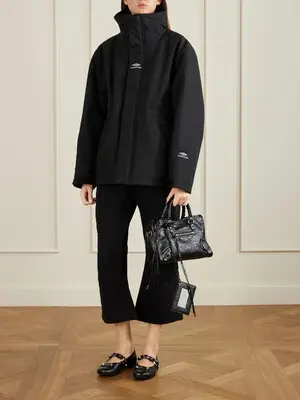 Balenciaga Le City Crinkled Glossed-leather Shoulder Bag - Black