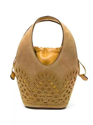 Alberta Ferretti Laser-cut Suede Tote Bag - Brown