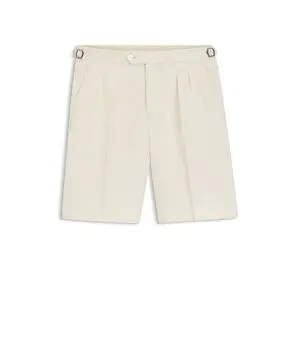 BOSS Tapered-fit Linen Twill Shorts With Double Pleats