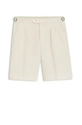 BOSS Tapered-fit Linen Twill Shorts With Double Pleats