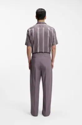 BOSS Relaxed-fit Stretch Cotton Trousers With Pleats