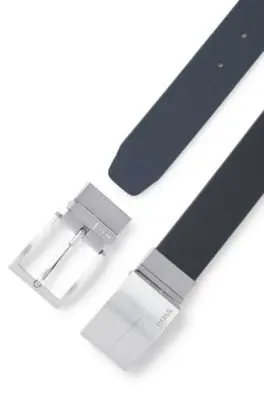 BOSS Reversible Italian Leather Belt With Interchangeable Buckles