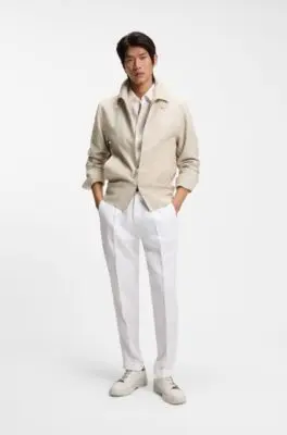 BOSS Slim-fit Linen Bomber Jacket With Wing Collar
