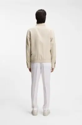 BOSS Slim-fit Linen Bomber Jacket With Wing Collar