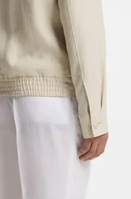 BOSS Slim-fit Linen Bomber Jacket With Wing Collar