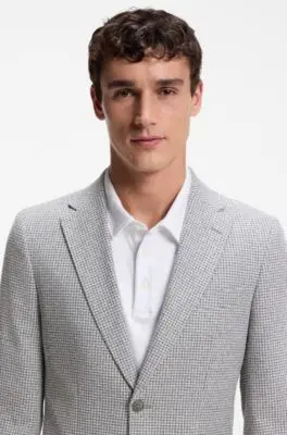 BOSS Slim-fit Jacket In Micro-patterned Fabric With Notch Lapels