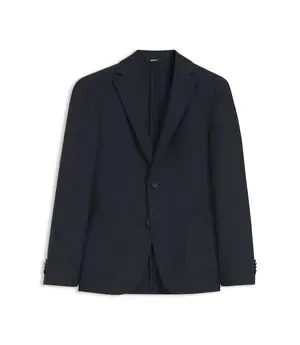 BOSS Slim-fit Virgin Wool And Linen Jacket - Dark Blue