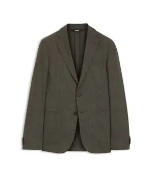 BOSS Slim-fit Virgin Wool And Linen Jacket - Light Green
