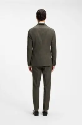 BOSS Slim-fit Virgin Wool And Linen Jacket - Light Green