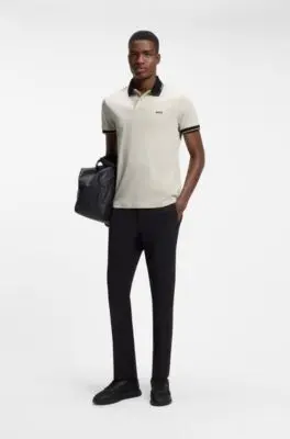 BOSS Slim-fit Cotton Polo Shirt - Light Beige