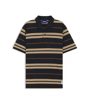 Hugo Regular-fit Polo In Cotton Pique With Engineered Stripes