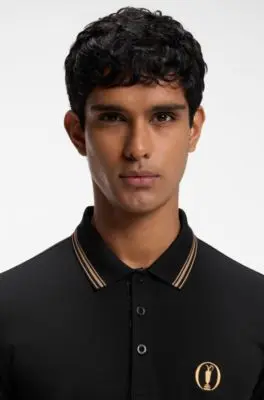 BOSS The Open Active Paddy Polo Shirt In Performance Pique - Black