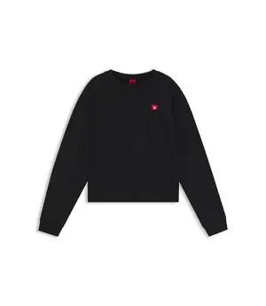 Hugo Cotton Terry Sweatshirt With Heart Logo - Black