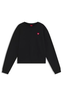 Hugo Cotton Terry Sweatshirt With Heart Logo - Black