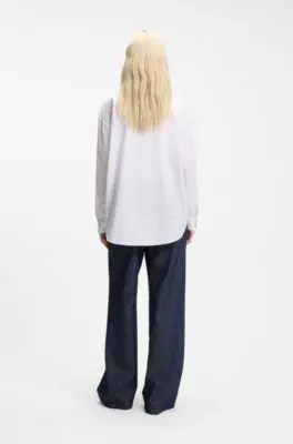 Hugo Oversized Blouse With Burnout Heart Print