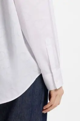 Hugo Oversized Blouse With Burnout Heart Print