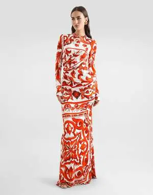 Dolce & Gabbana Majolica-print Organzine Long Dress