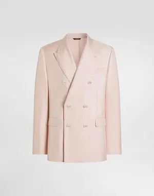 Dolce & Gabbana Sicilia Light Double-breasted Silk Twill Jacket - Pink