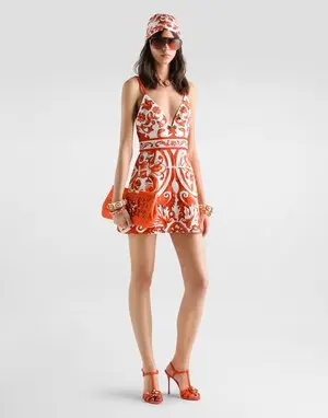 Dolce & Gabbana Majolica Print Mat Dress