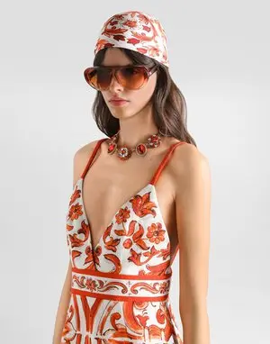 Dolce & Gabbana Majolica Print Mat Dress