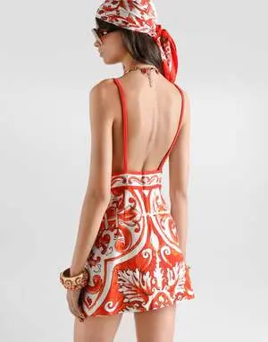 Dolce & Gabbana Majolica Print Mat Dress