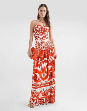 Dolce & Gabbana Majolica-print Organzine Long Dress