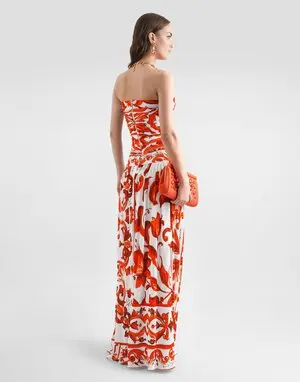 Dolce & Gabbana Majolica-print Organzine Long Dress