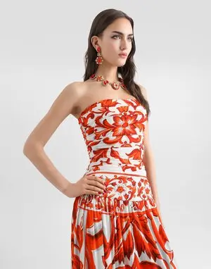 Dolce & Gabbana Majolica-print Organzine Long Dress