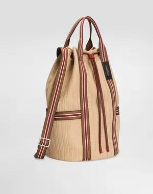 Dolce & Gabbana Essenza Backpack In Raffia And Calfskin