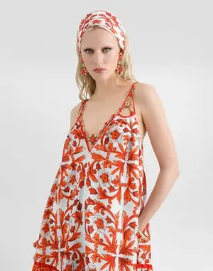 Dolce & Gabbana Majolica-print Habotai Maxi Dress