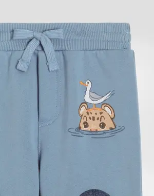 Dolce & Gabbana Fleece Trousers With Leopard Print And Dg Patch