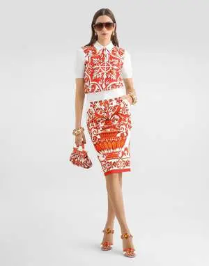 Dolce & Gabbana Majolica-print Silk And Twill Polo