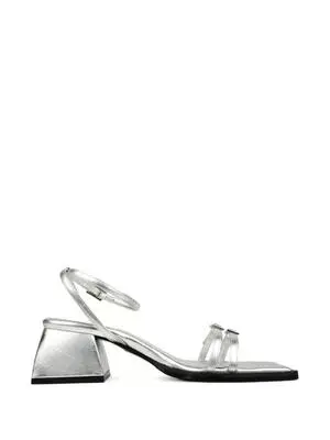 NODALETO Buckle-detail Square-toe Sandals - Silver