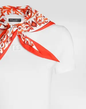 Dolce & Gabbana Jersey T-shirt With Majolica-print Twill Triangle Scarf