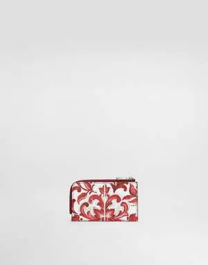Dolce & Gabbana Majolica-print Calfskin Card Holder