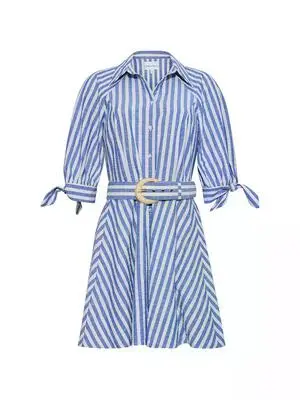 Cara Cara Striped Belted Mini Dress - Blue