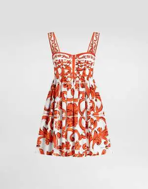 Dolce & Gabbana Majolica-print Poplin Short Dress